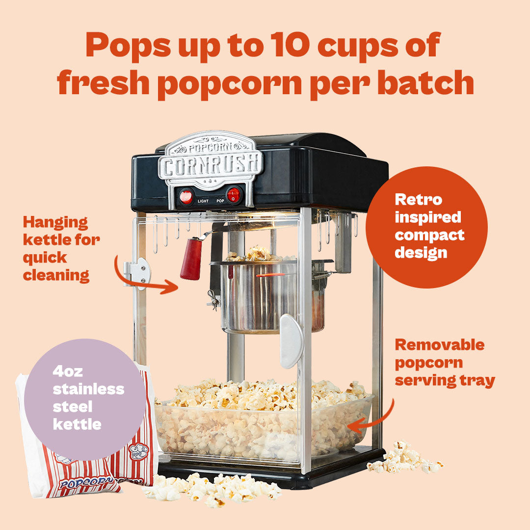 Tabletop vintage popcorn maker 4oz - black – cornrush
